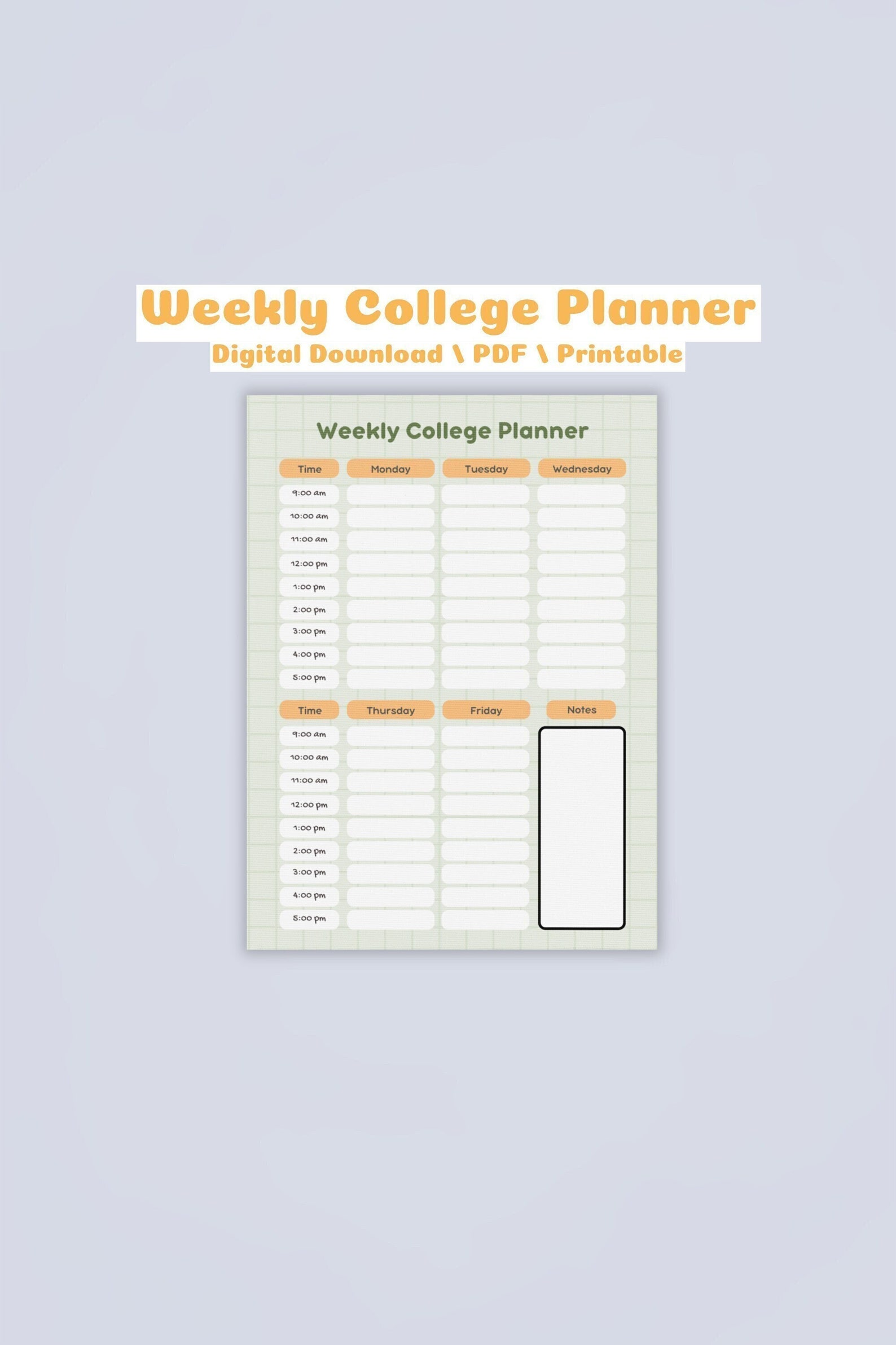 Weekly College Planner / School Planner / School Scheduler / Digital ...