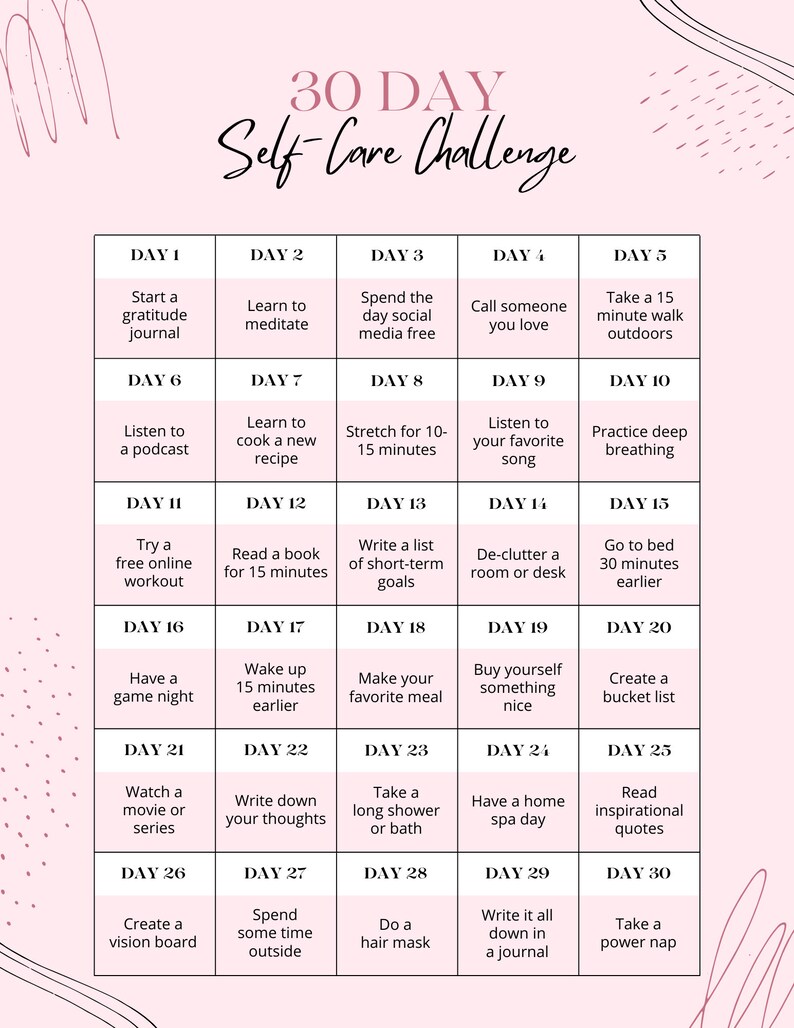 Self Love Calendar / Home and Family / Self Love / Challenge / 30 Day ...