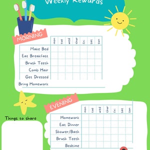 KIDS Weekly Chart / Weekly Kids Tracker / Planner / Chores / Rewards ...