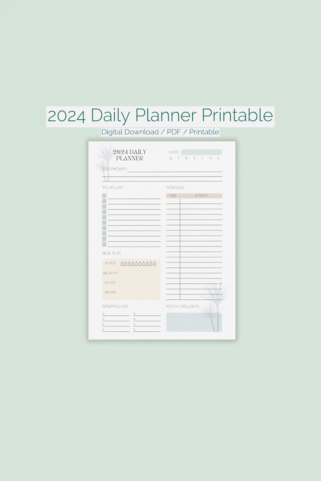 2024 DAILY Planner / PLANNER / 2024 Goals / Calendar / Cute Planner ...