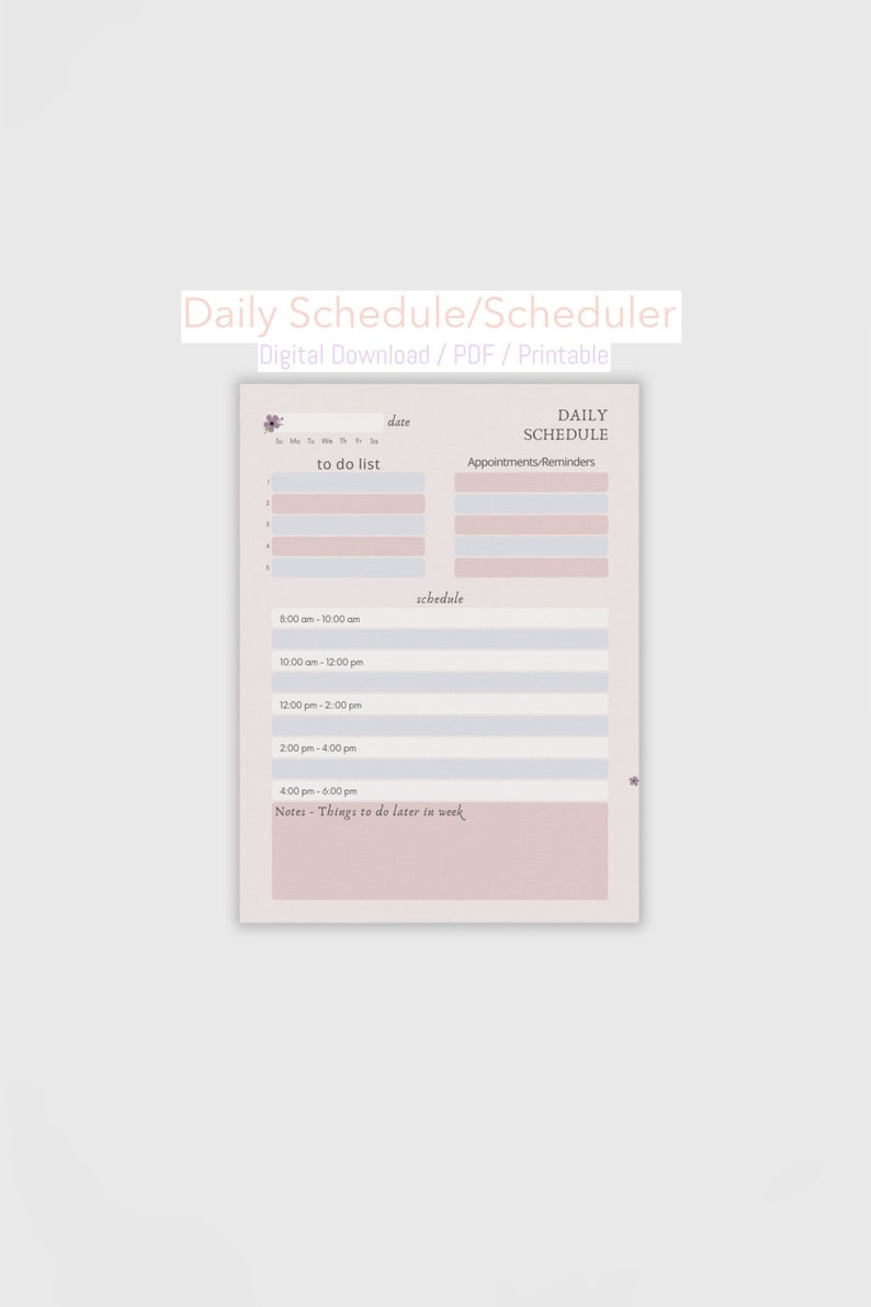 Daily Scheduler / Daily Planner / Daily Tracker / Digital Schedule ...