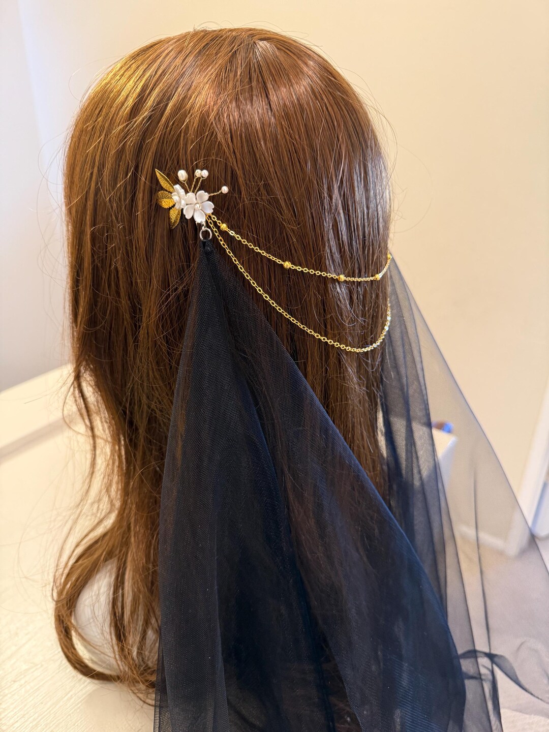 Boho Blooming Flowers Draped Veil Wedding Flowers Hair Pins, White ...