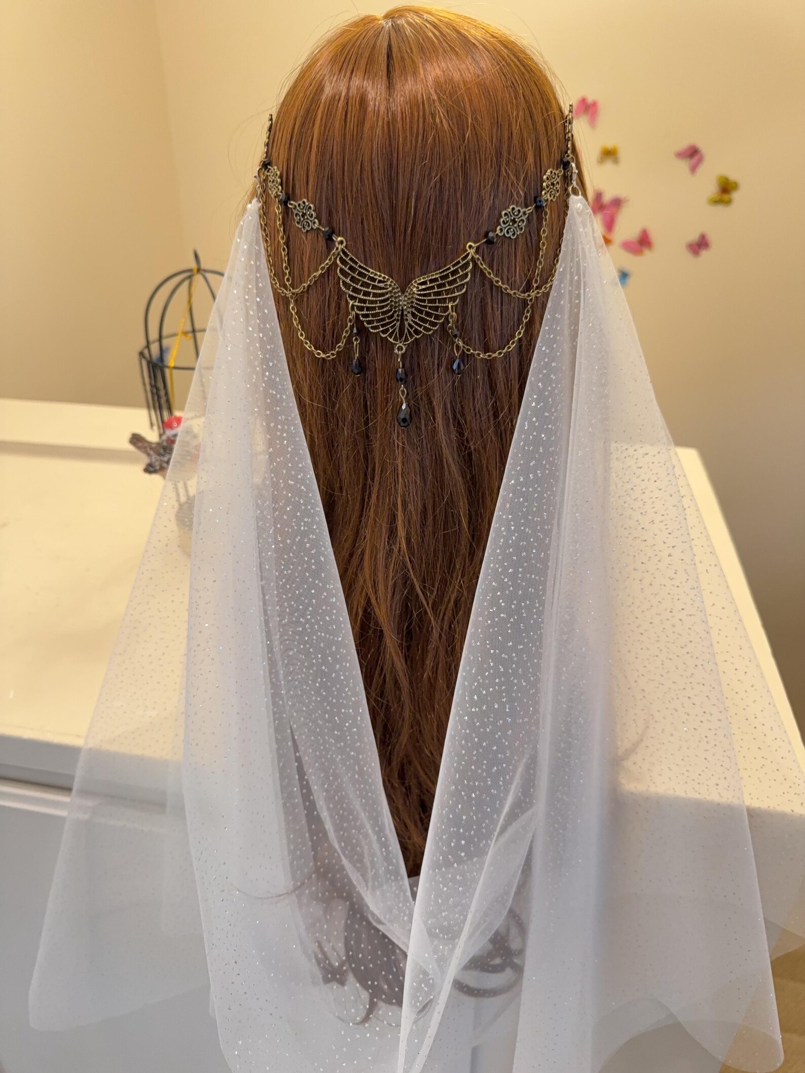 Bridal Vintage Hair Crystal Drop Hair Comb Bridal Gothic Angle Wing ...