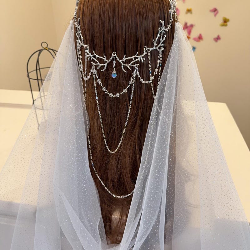 Silver Wedding Hair Drape - Etsy