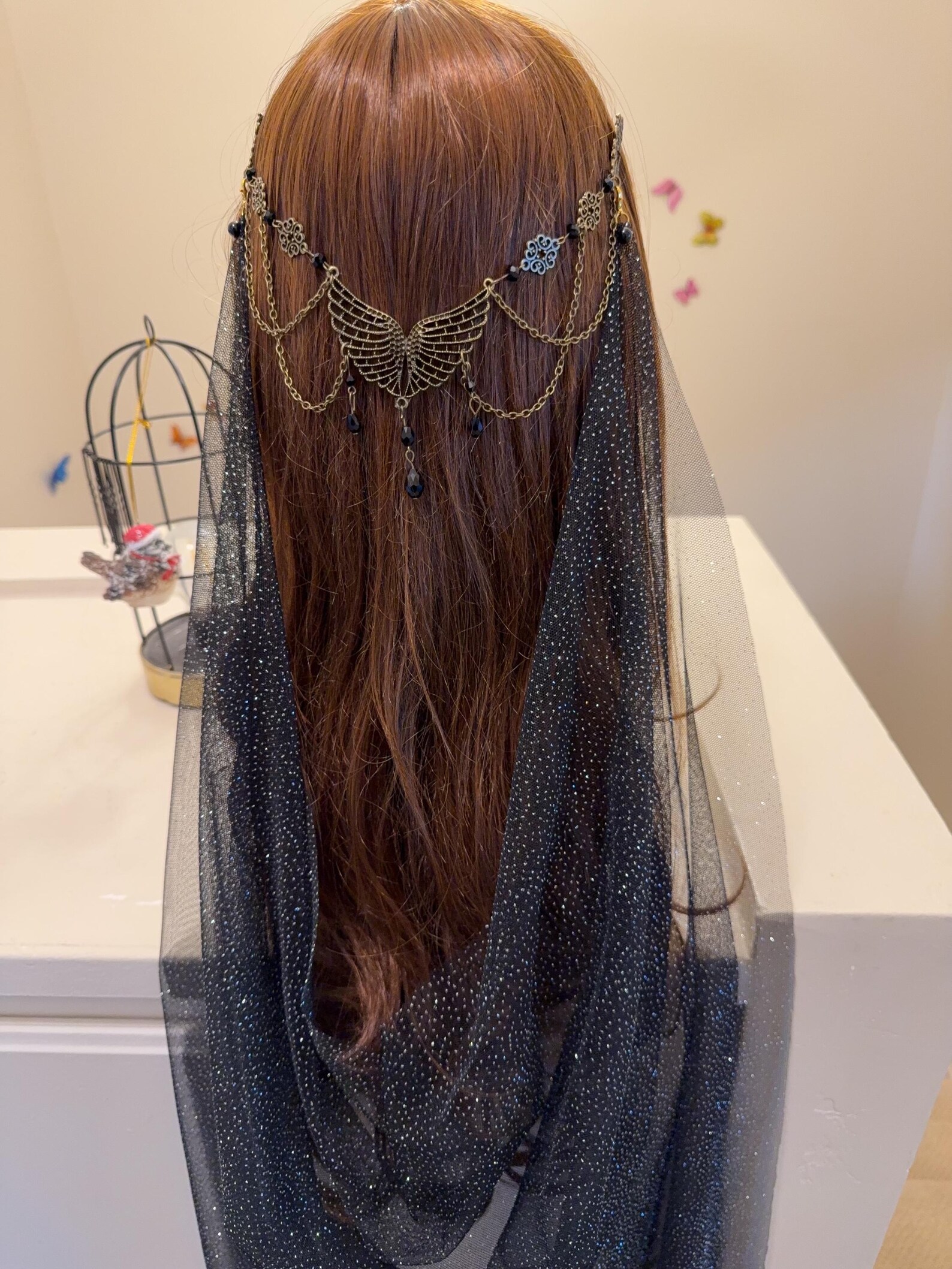 Bridal Vintage Hair Crystal Drop Hair Comb Bridal Gothic Angle Wing ...