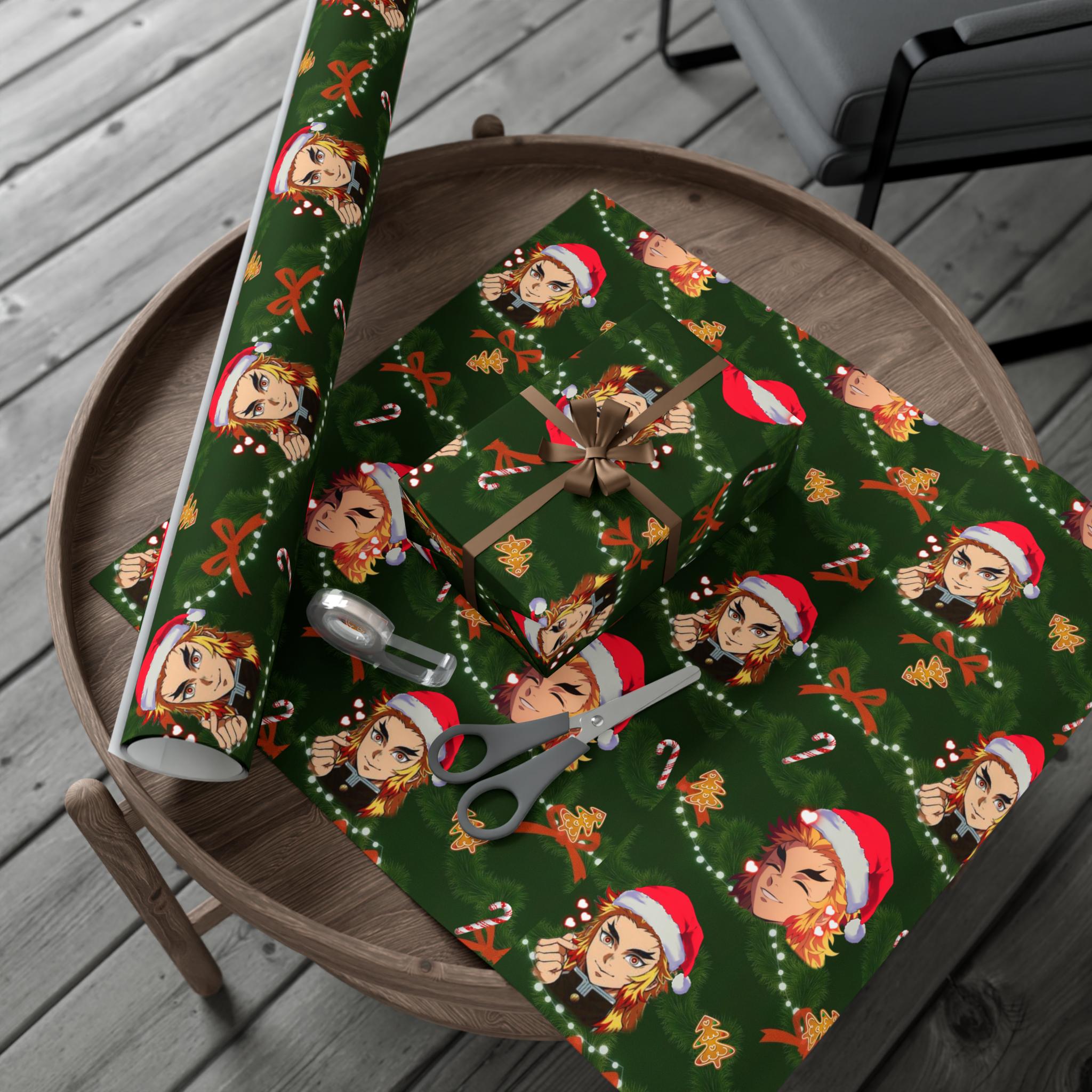 Rengoku Christmas Wrapping Paper, Anime Gift Wrap, Demon Slayer ...