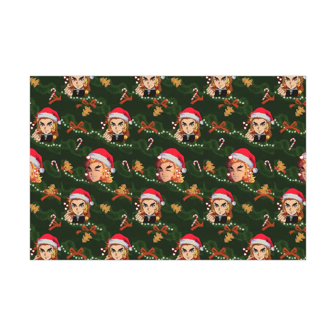 Rengoku Christmas Wrapping Paper, Anime Gift Wrap, Demon Slayer ...