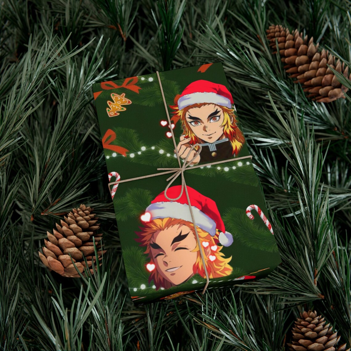 Rengoku Christmas Wrapping Paper, Anime Gift Wrap, Demon Slayer ...