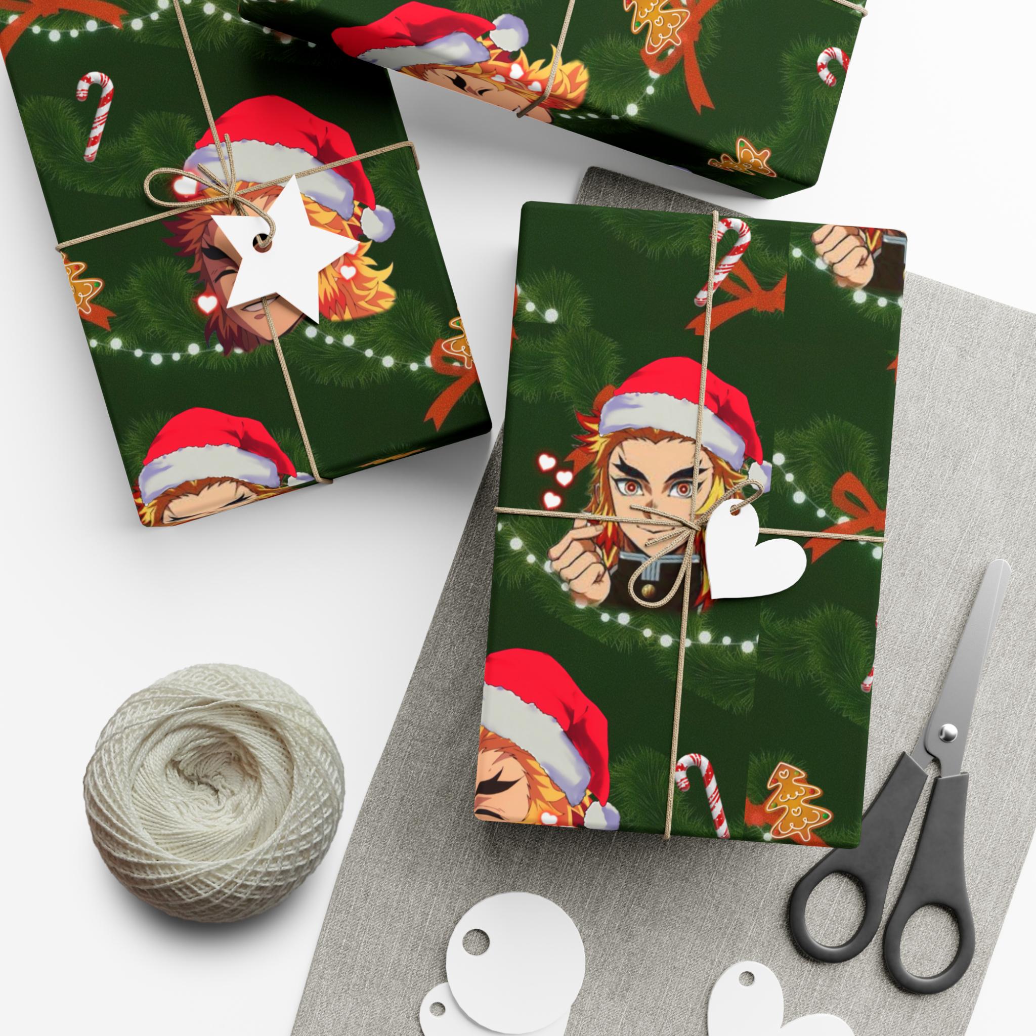 Rengoku Christmas Wrapping Paper, Anime Gift Wrap, Demon Slayer ...