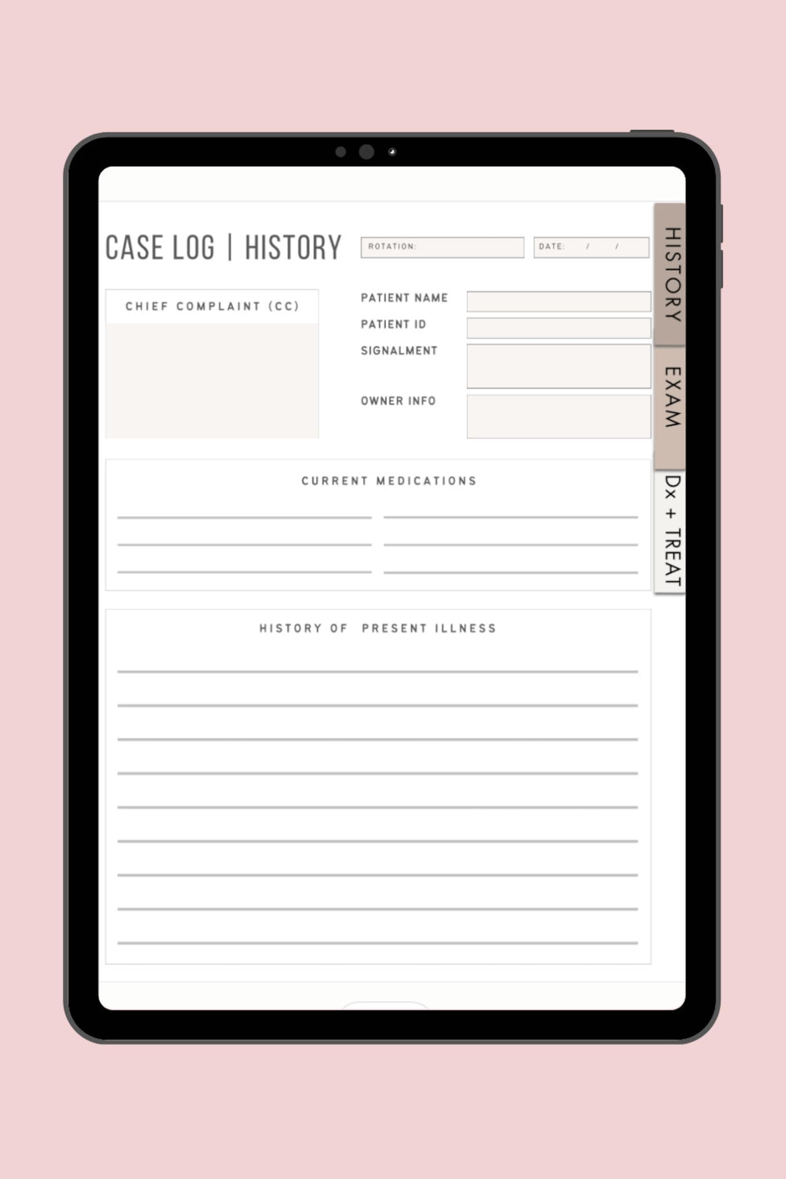 Digital Vet Med Case Log Template: Veterinary Patient Notes (PDF) - Etsy