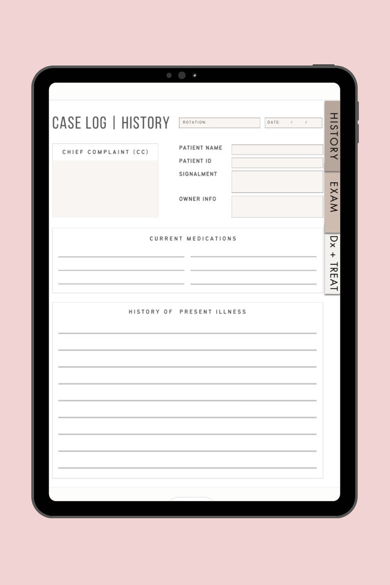 Digital Vet Med Case Log Template: Veterinary Patient Notes (PDF) - Etsy UK