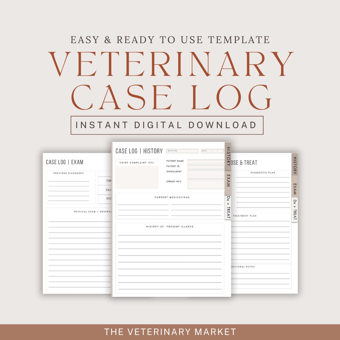 Digital Vet Med Case Log Template Instant PDF Veterinary Patient Case ...
