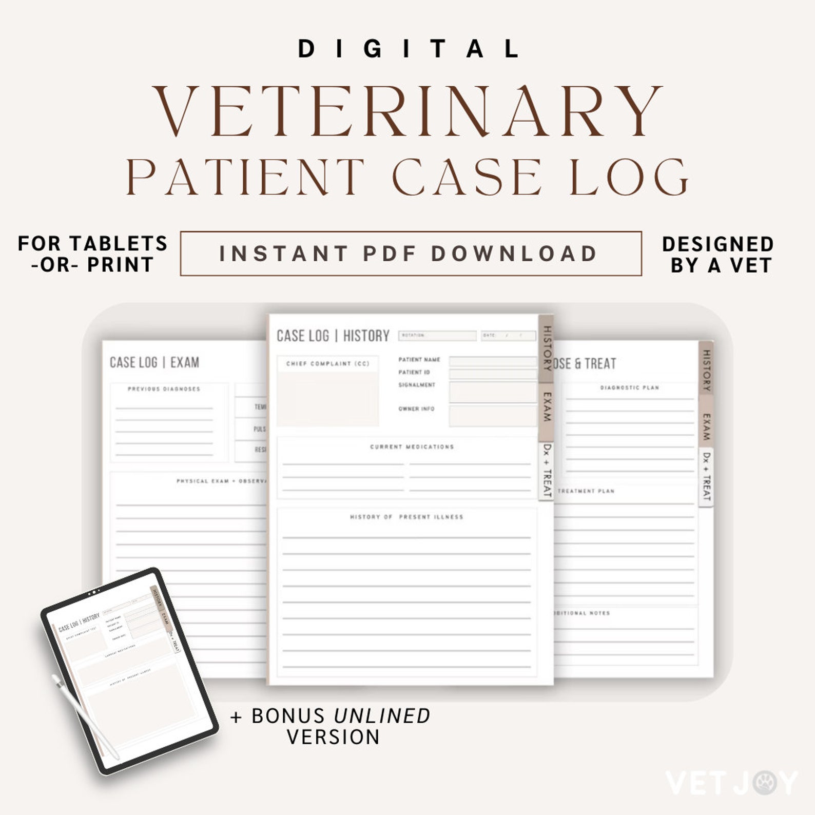 Digital Vet Med Case Log Template: Veterinary Patient Notes (PDF) - Etsy