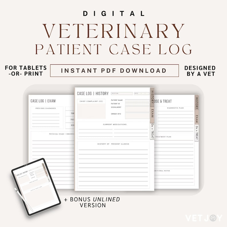 Digital Vet Med Case Log Template: Veterinary Patient Notes (PDF) - Etsy