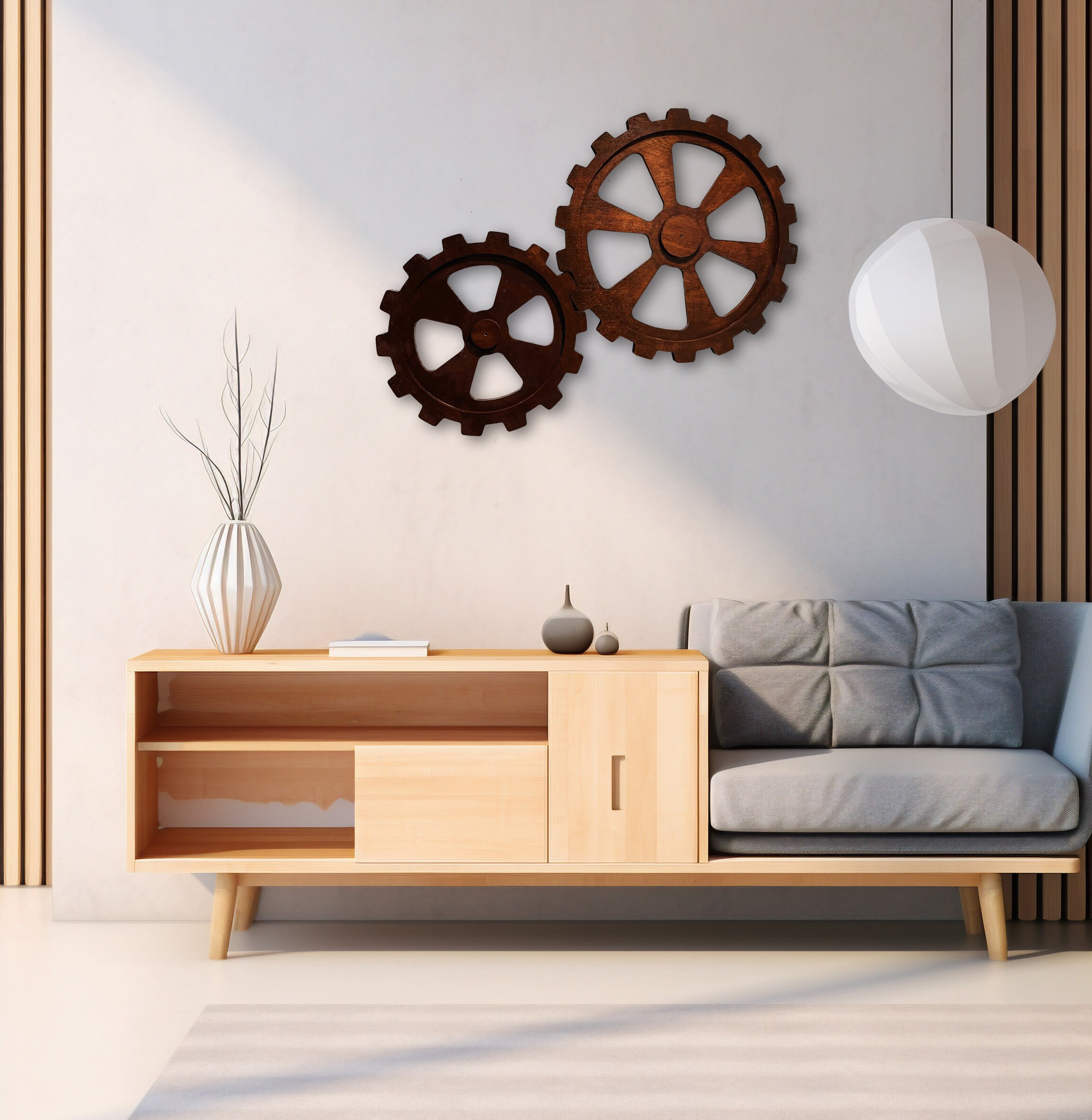 Large Rustic 24 Inch & 18 Inch Industrial Cog Gear Wall Decor Two Gears ...