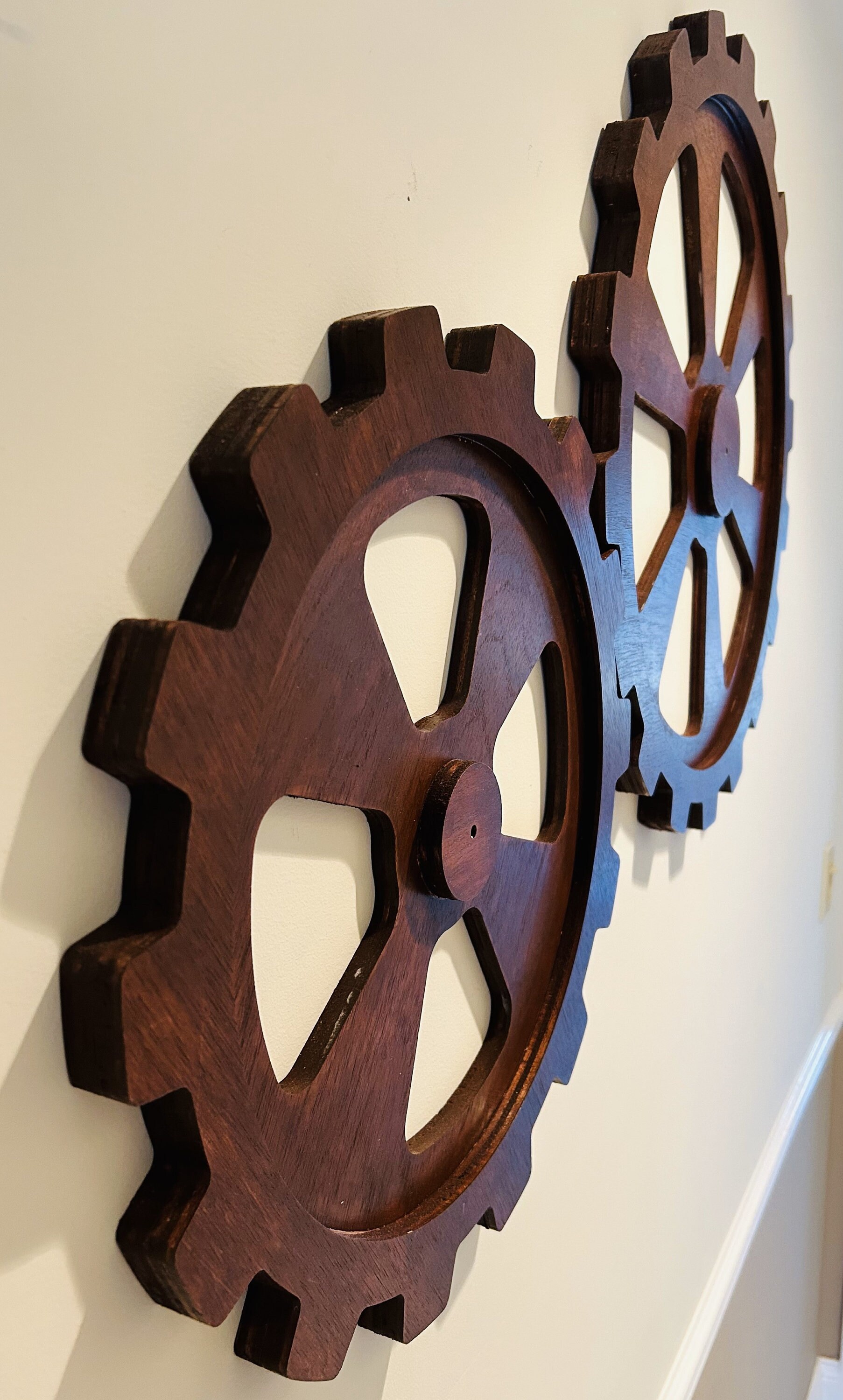 Large Rustic 24 Inch & 18 Inch Industrial Cog Gear Wall Decor Two Gears ...