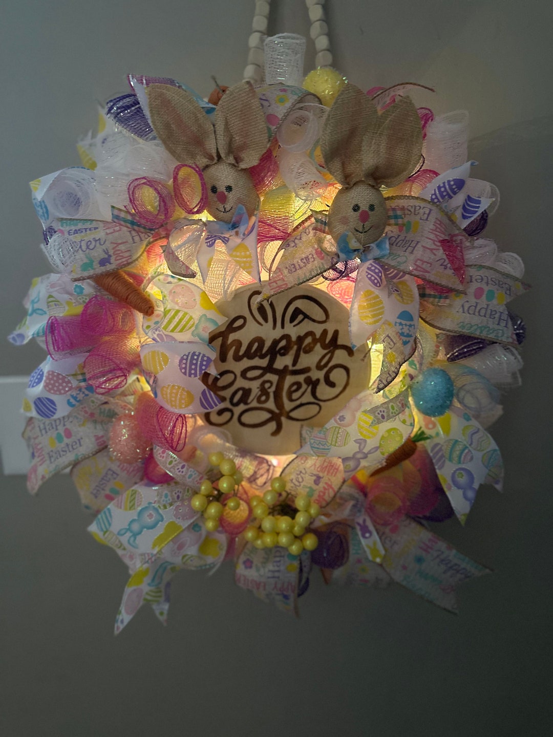 Easter Wreath With Lights - Etsy
