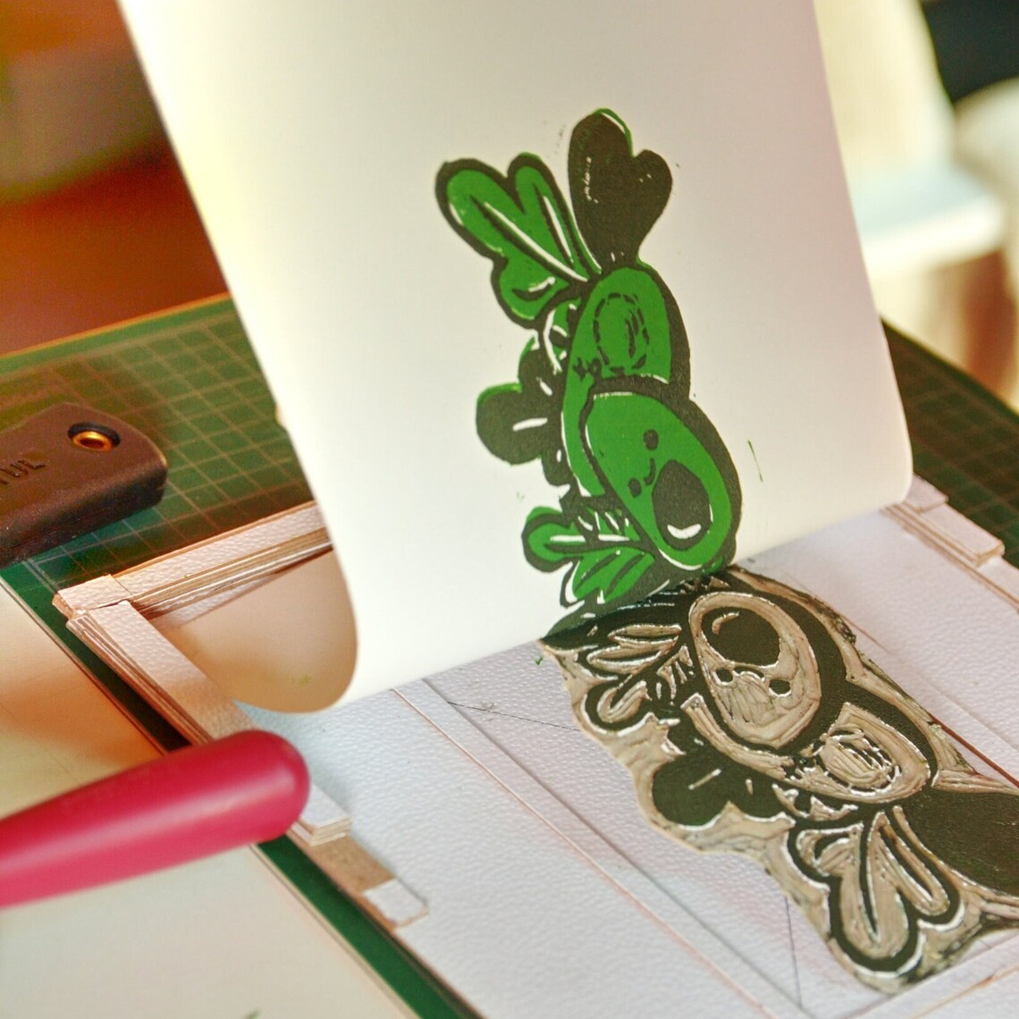Limited Edition Handcrafted Linocut Print Cute Avocado Halves ...