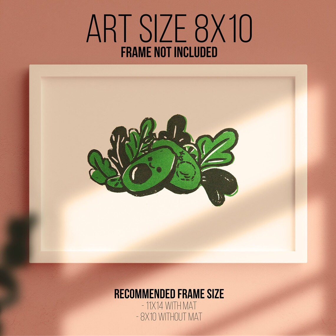 Limited Edition Handcrafted Linocut Print Cute Avocado Halves ...