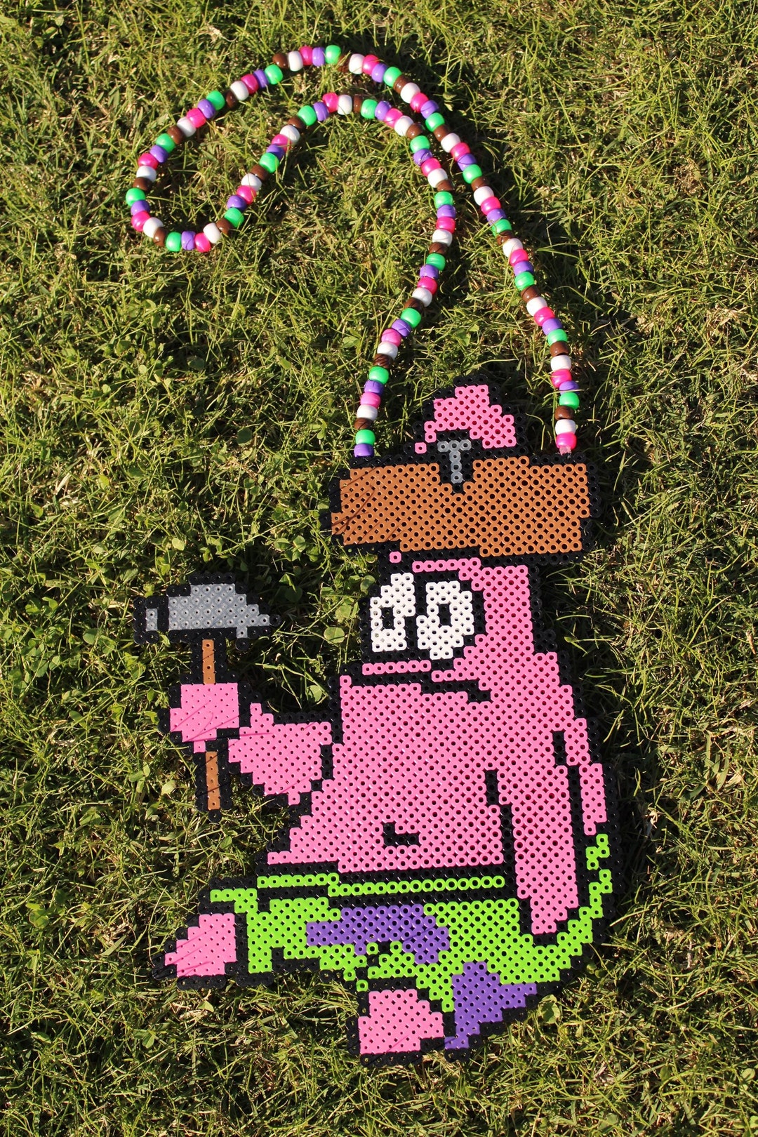 Patrick Star Wooden Nail Meme Festival Perler Necklace - Etsy