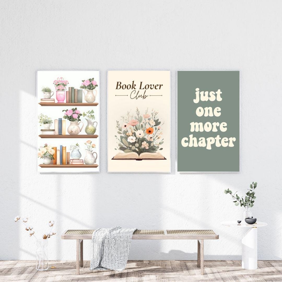 Bookish Wall Art, Digital Wall Art Printables, Gift for Bookworm, Book ...