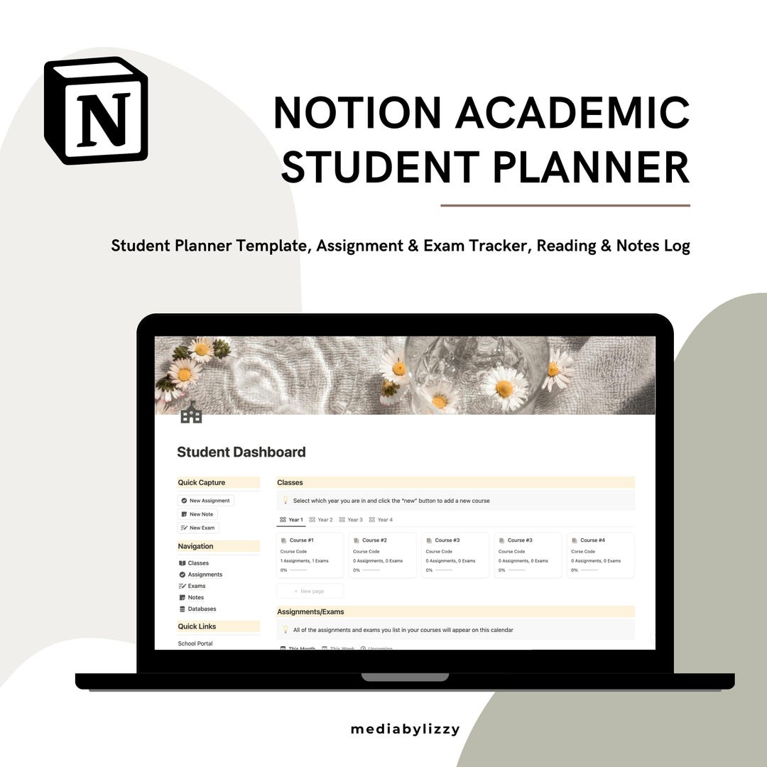 Academic Planner Notion Template, Student Planner Dashboard, Assignment Tracker, Exam Tracker ...