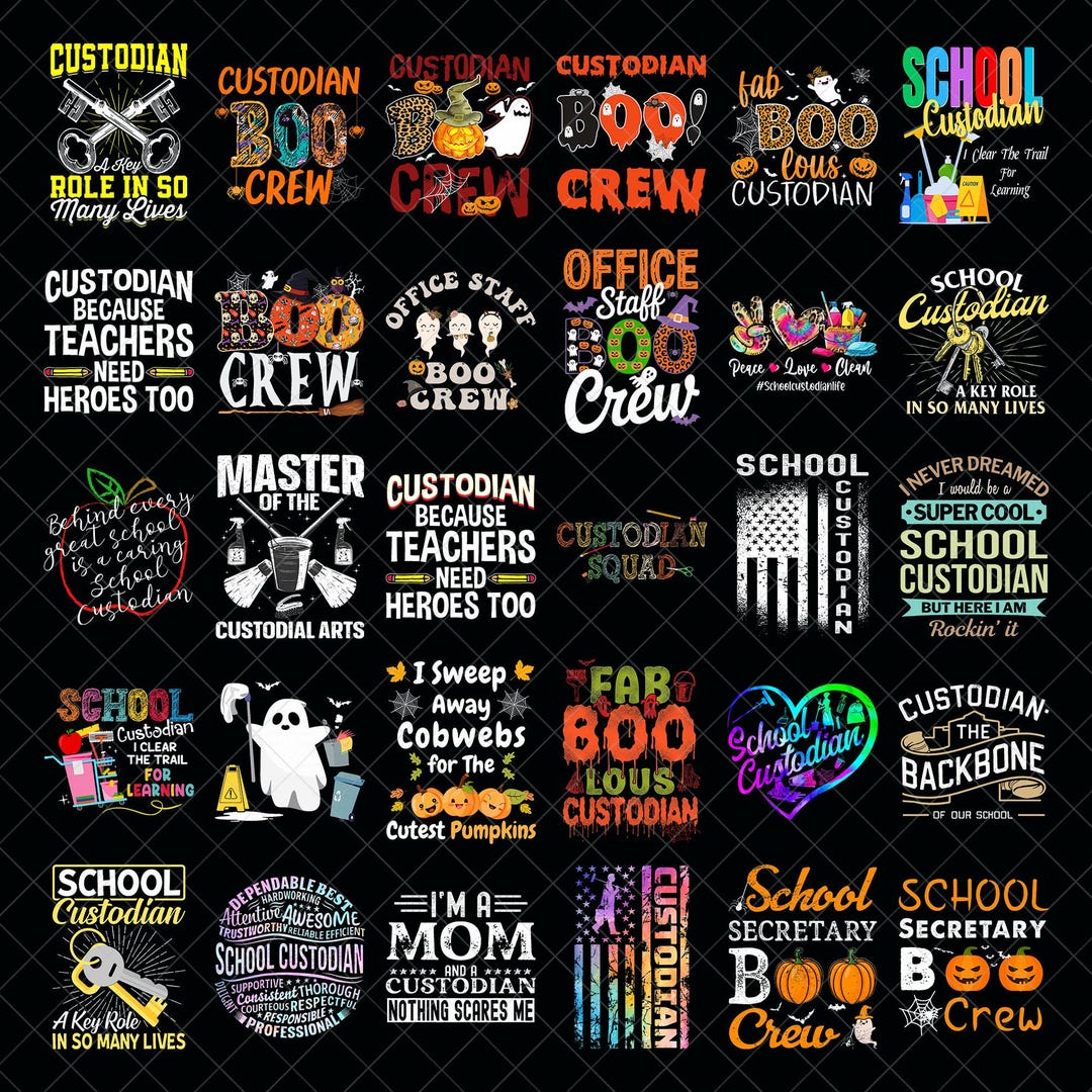 Custodian PNG Bundle, School Staff Boo Crew Sublimation, Funny Janitor ...
