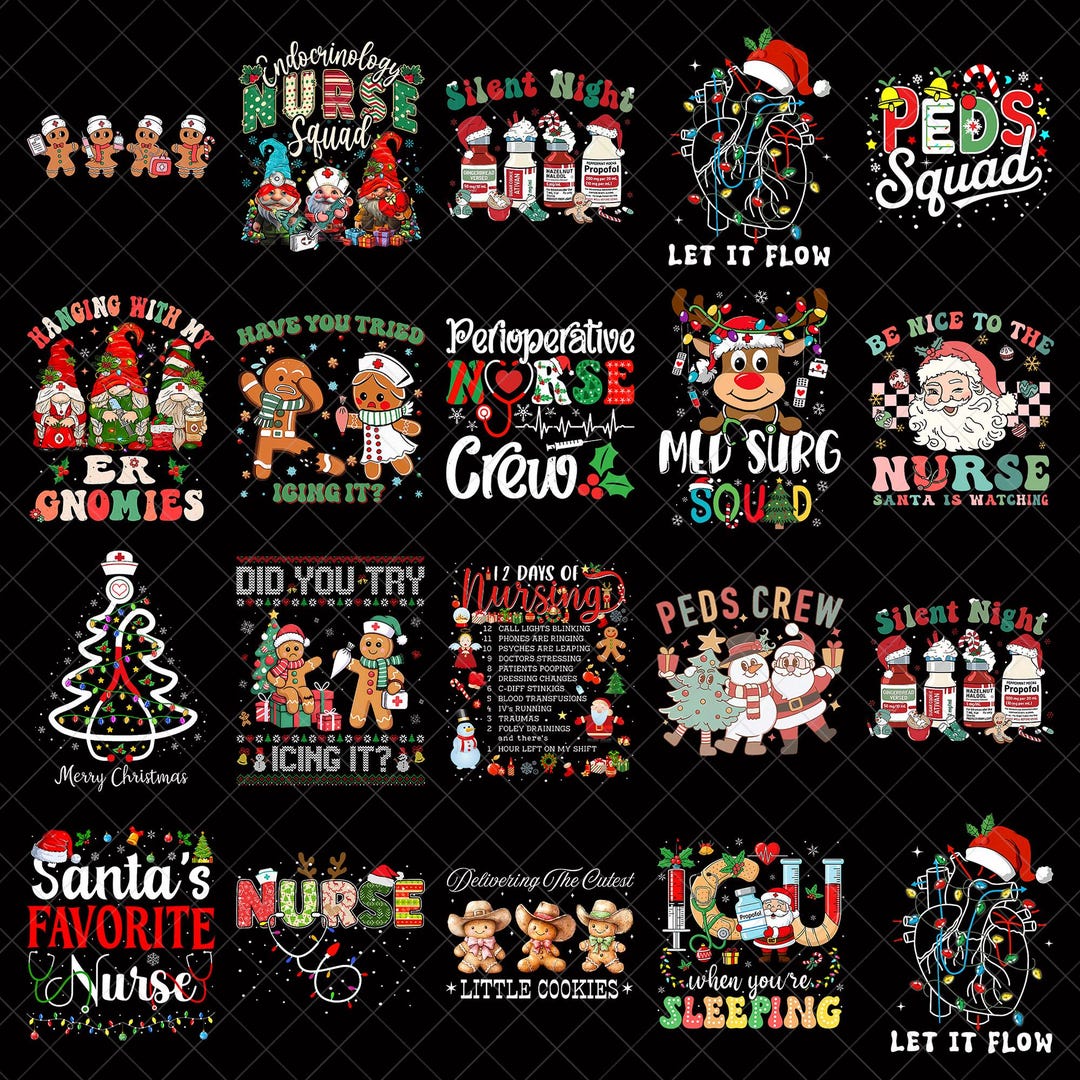 Christmas Nurse Squad PNG, Holiday Nurse Crew Bundle, Santa Nurse Png ...