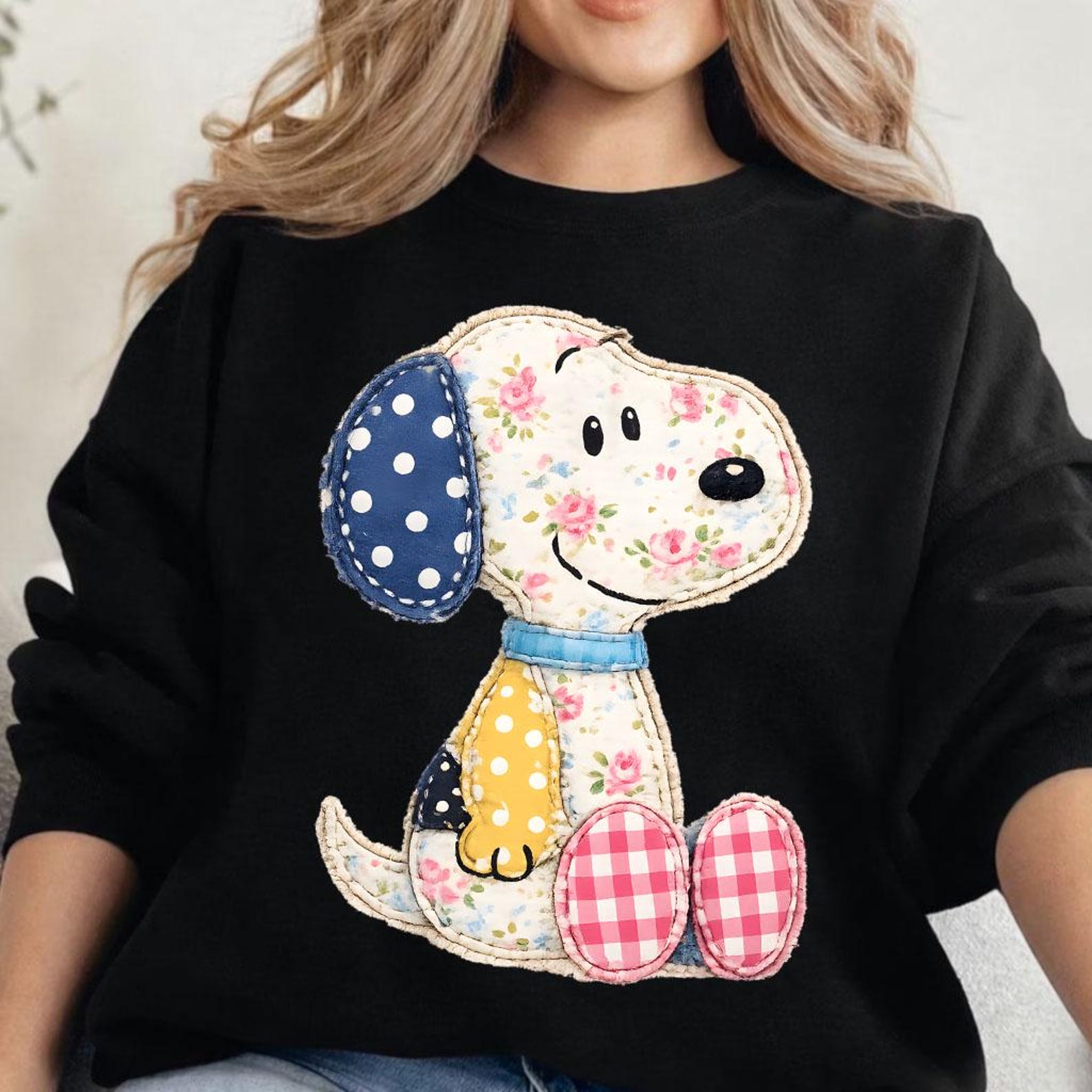 Patchwork Snoopy PNG, Fabric Applique Puppy Sublimation Design, Cute ...