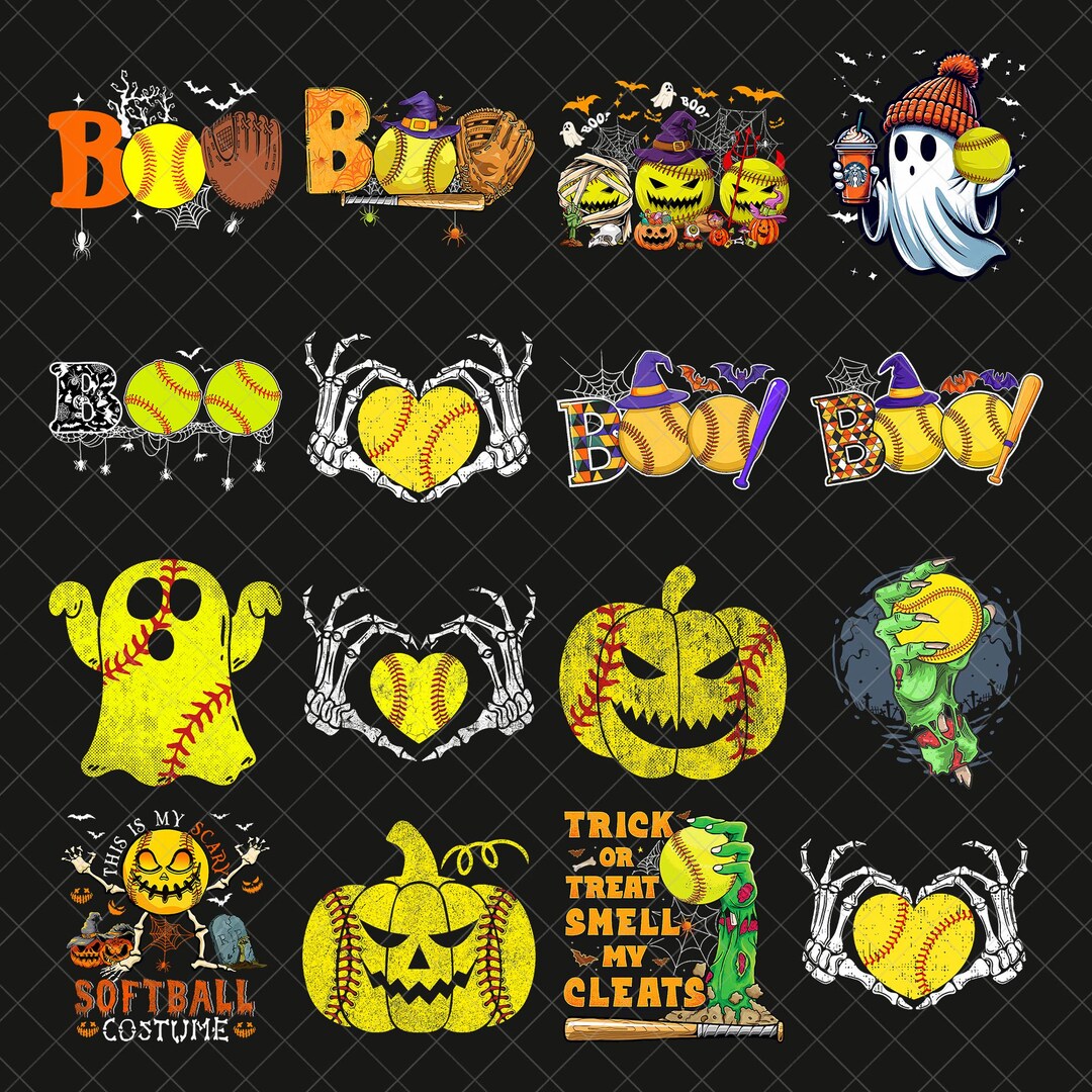 Softball Halloween PNG Bundle, Spooky Softball PNG, Pumpkin Softball ...