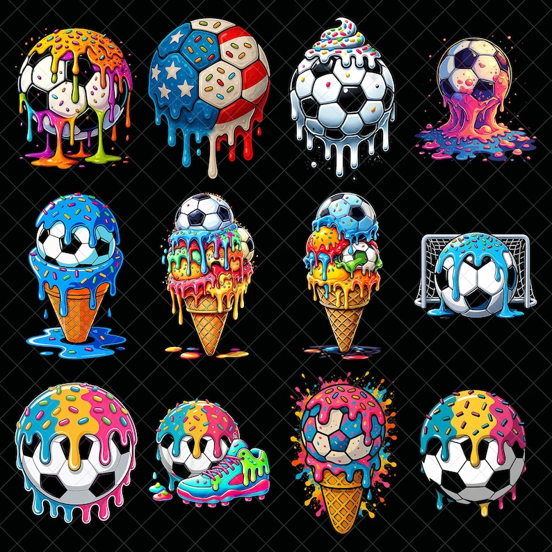Soccer Ice Cream Drip PNG Bundle, Waffle Home Plate Png Digital File ...