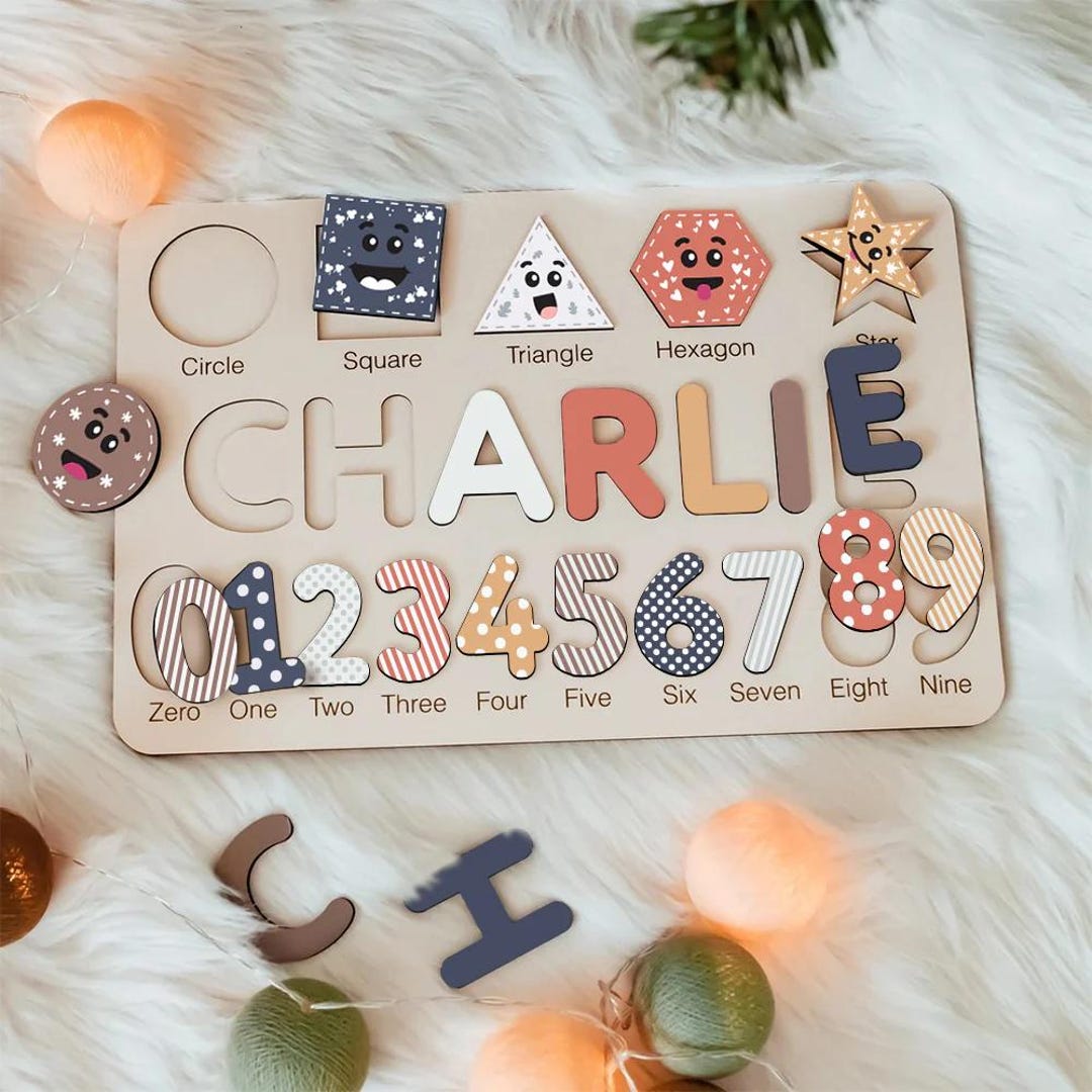 Wooden Busy Board Puzzle, Personalized Name Puzzle Toy, Baby Girl Gift ...