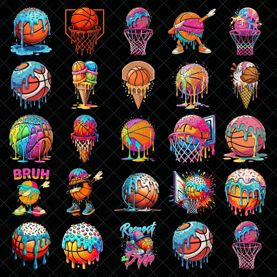 Basketball Ice Cream Drip PNG Bundle, Waffle Home Plate Png Digital ...