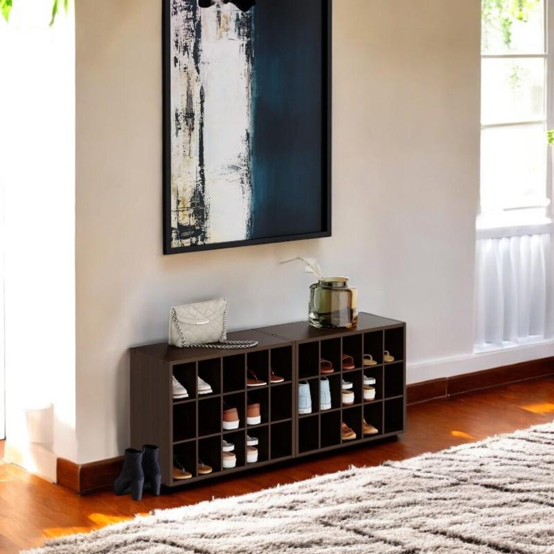 Shoe Rack Wood Shelves,15 Cube Stackable Storage Organizer for Shoes ...