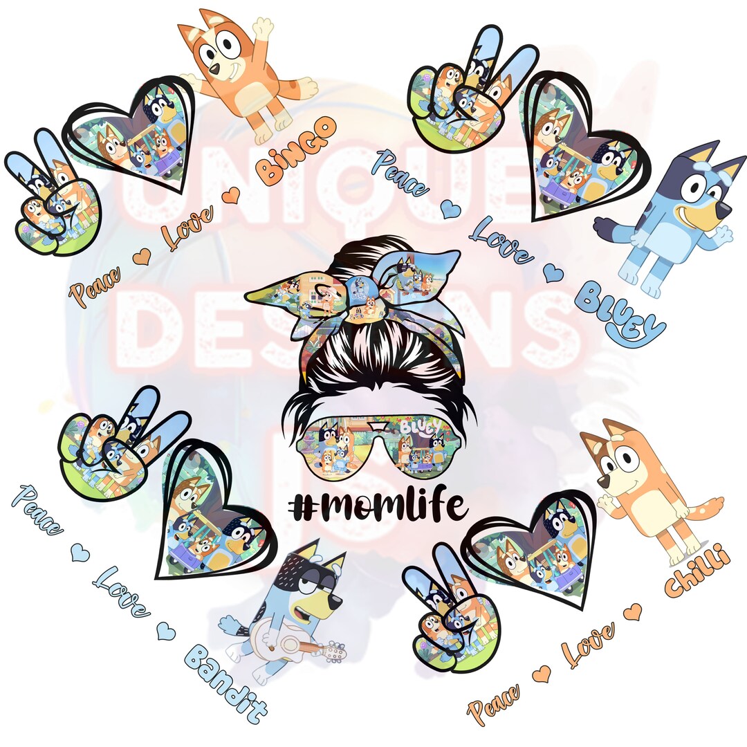 PNG Bluey MOMLIFE, Bluey Peace, Instant Download, Transfers - Etsy ...