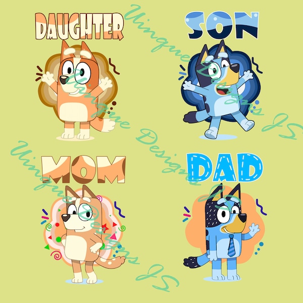 Bluey Mom Dad Son - Etsy
