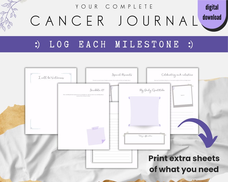Cancer Journey Journal Printable Planner for Self-care and Reflection ...