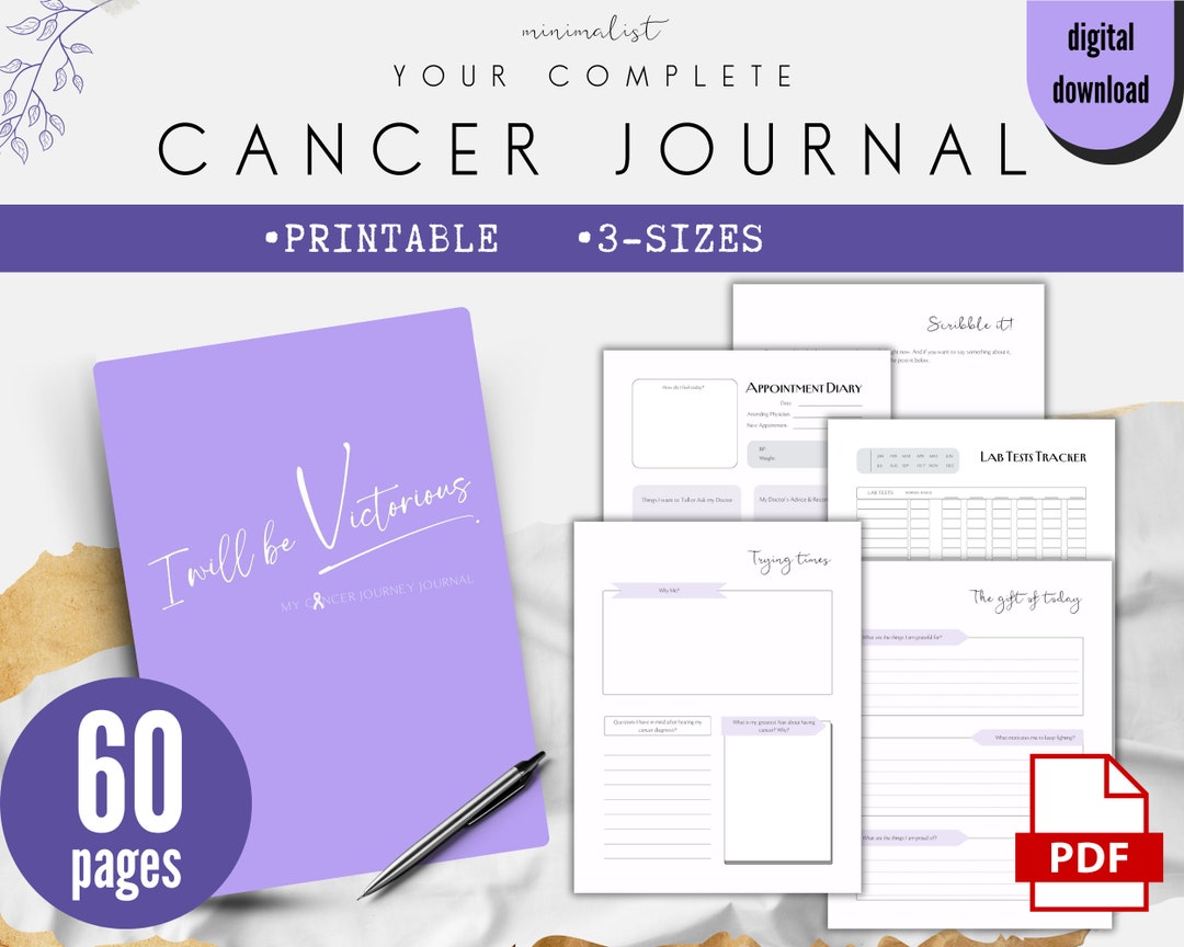 Cancer Journey Journal Printable Planner for Self-care and Reflection ...