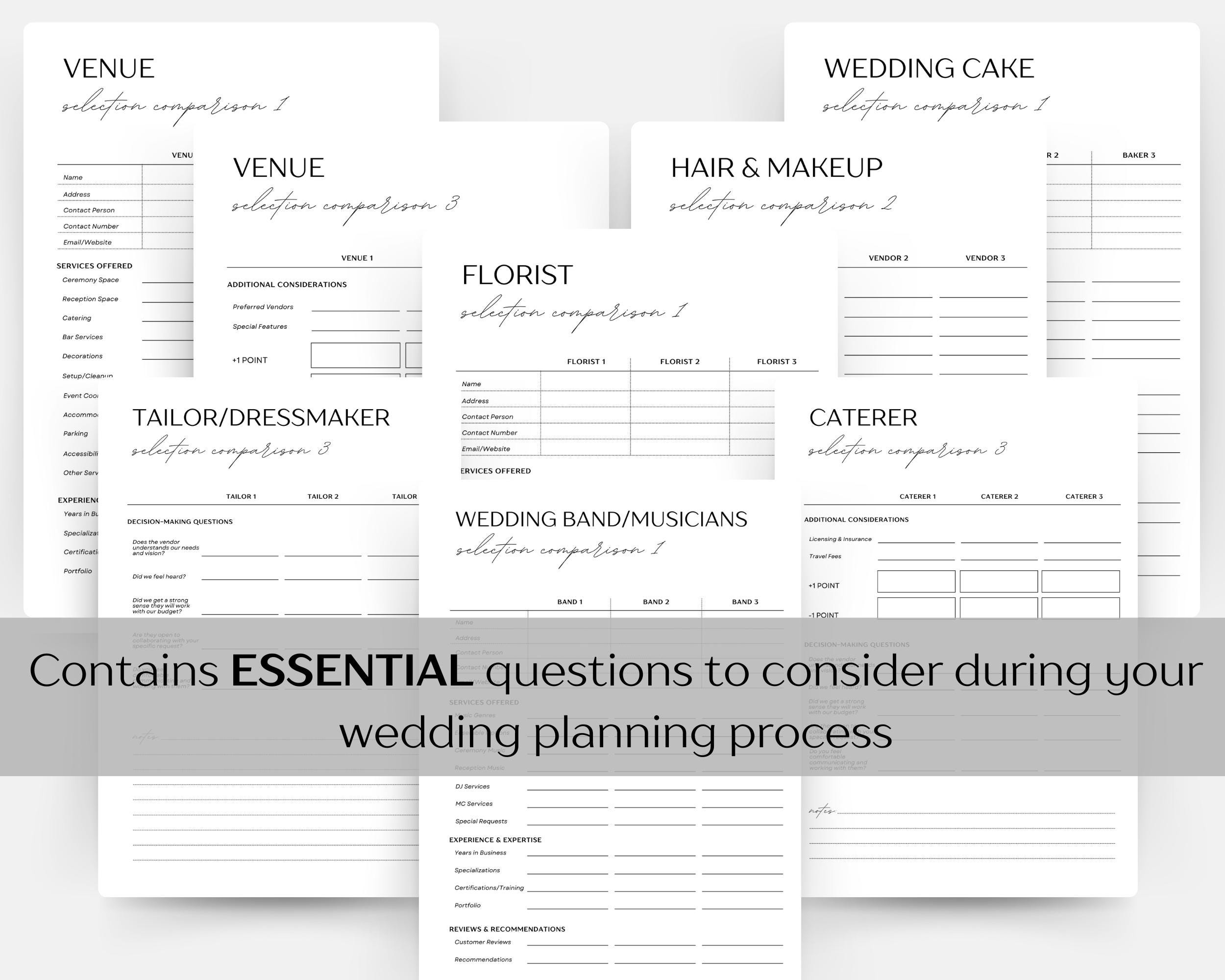 Complete Wedding Planner Printable | Minimalist Organizer, Checklists ...