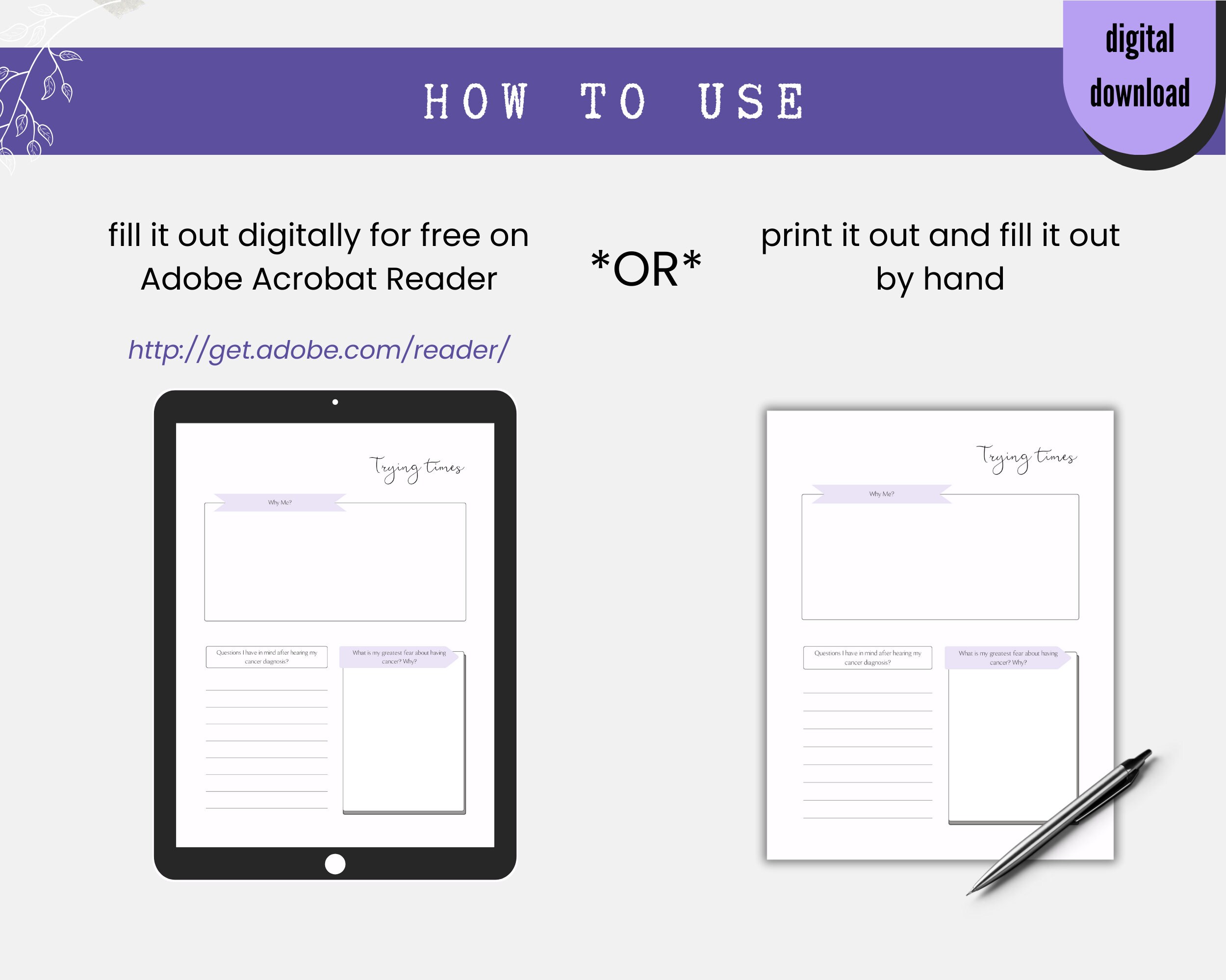 Cancer Journey Journal Printable Planner for Self-care and Reflection ...