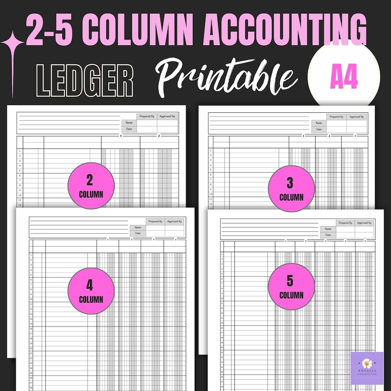 Accounting Ledger Printable Column Paper/tables for - Etsy