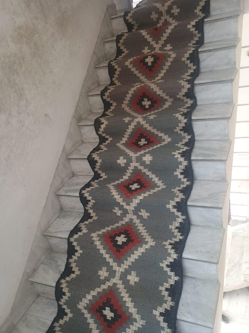 Buy Handwoven Wool Jute Kilim Rug: Traditional Indian Dhurrie Online in ...