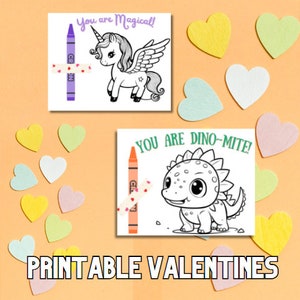 Printable Unicorn and Dinosaur Colorable Valentines! - Etsy