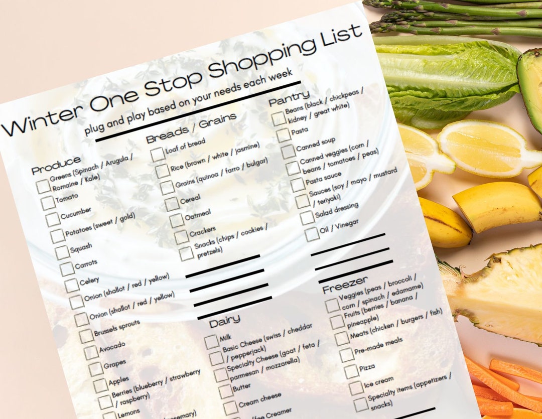 Editable and Printable Grocery List for Winter Grocery Shopping - Etsy ...