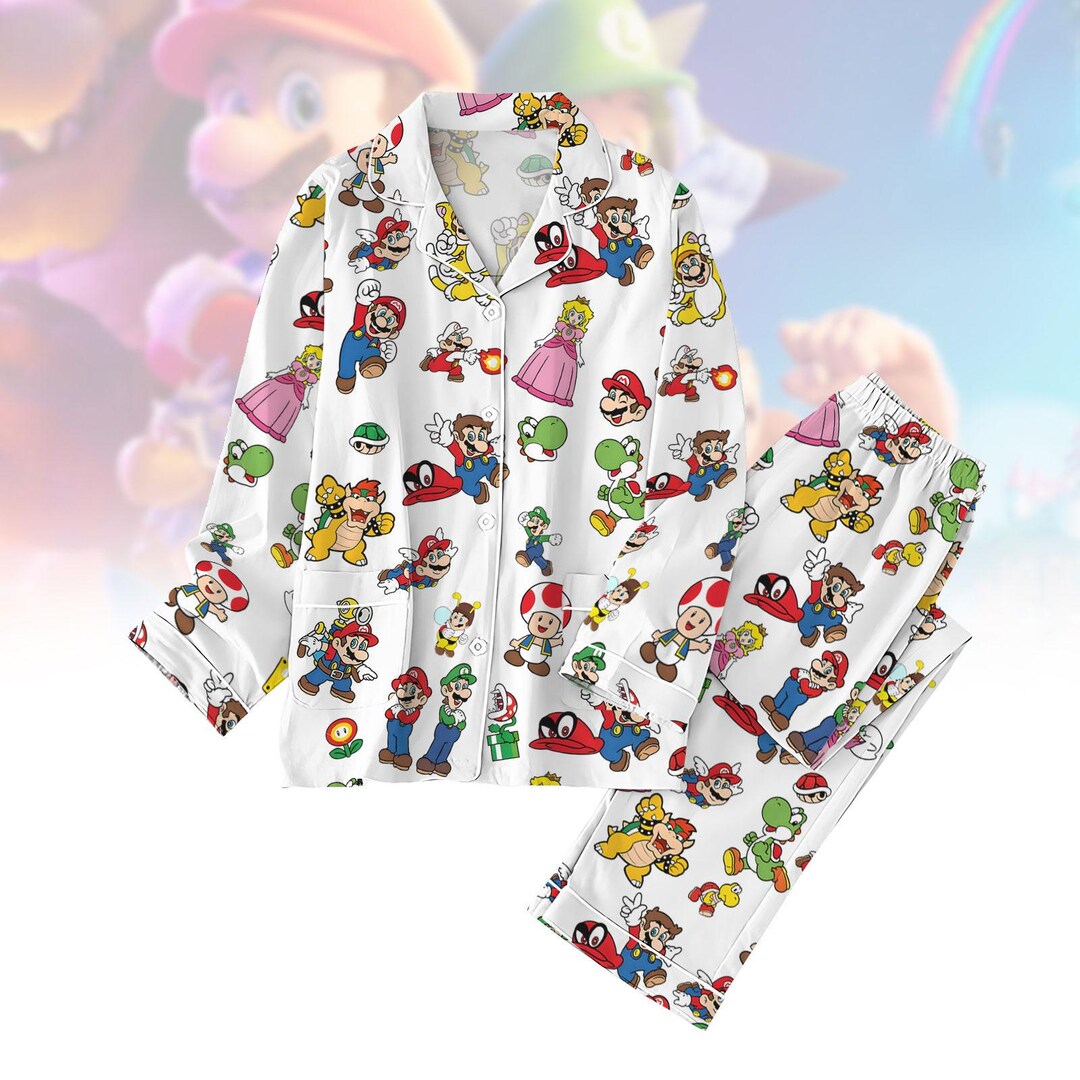 Super Mario Pajamas Set, Mario Bros Family Pajamas, Luigi Toad Bowser ...