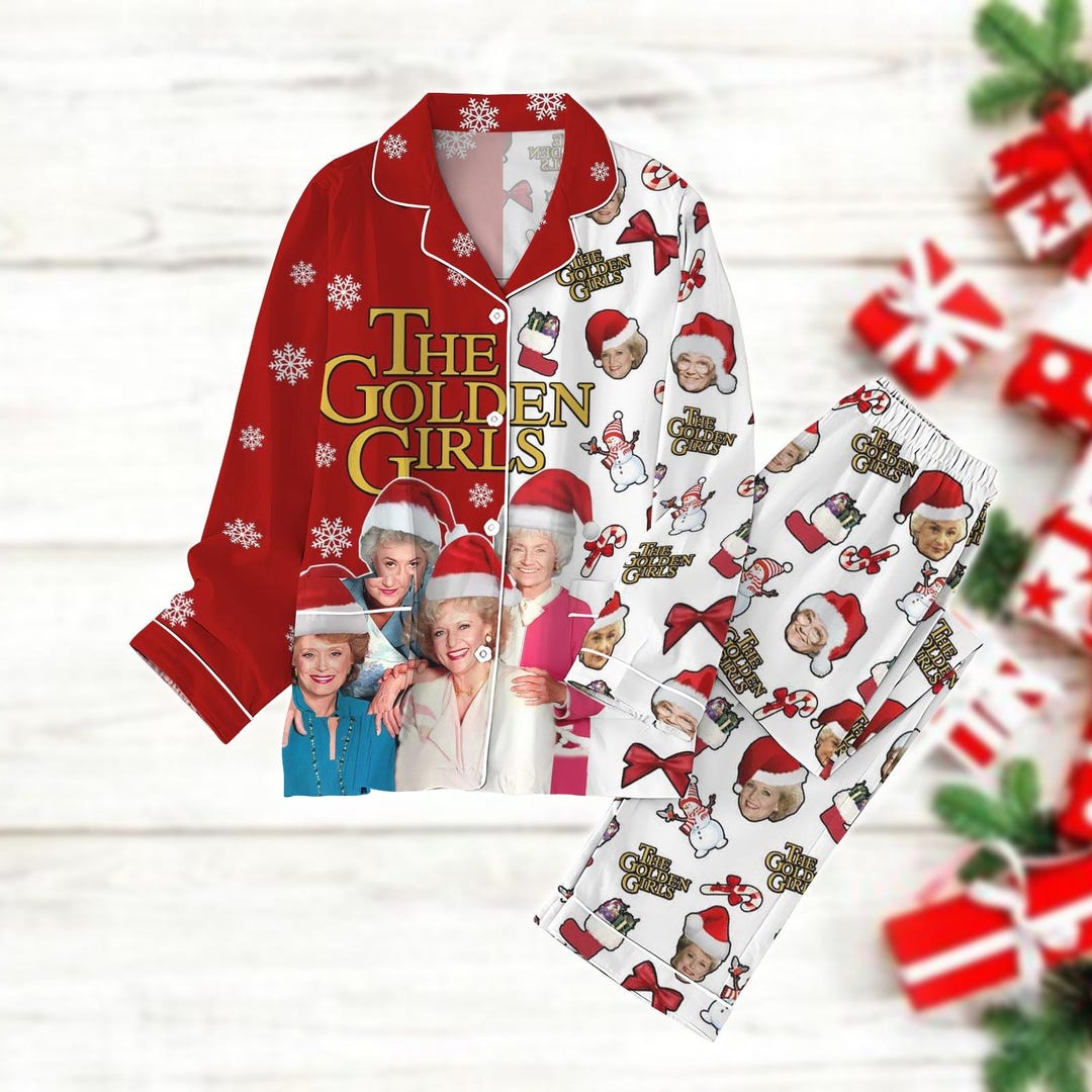Christmas Golden Girls Pajamas Set, Santa Girls Holiday Pajamas, Old ...