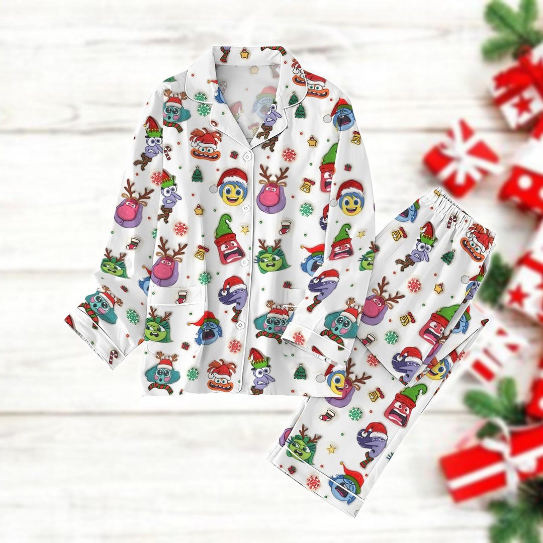 Inside Out 2 Christmas Pajamas Set, Emotional Mental Xmas Pajamas, Joy ...