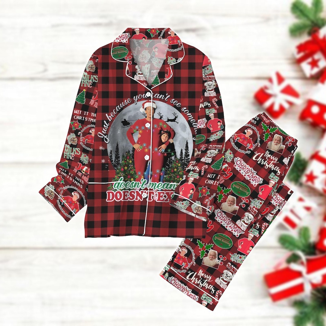 The Santa Clause Pajamas Set, Tim Allen Santa Hat Pajamas Pants ...