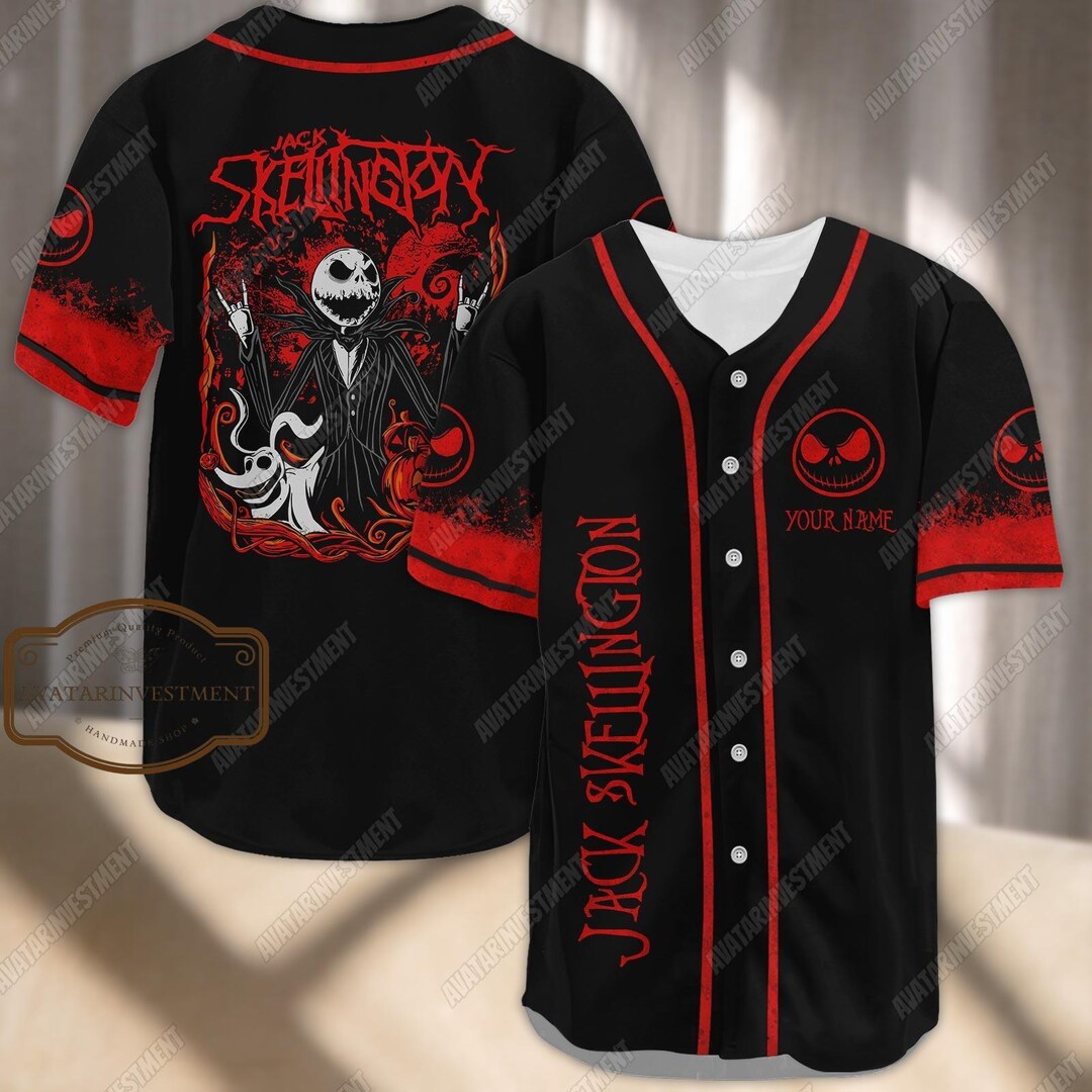 Halloween Jack Skellington Baseball Jersey, Jack Skellington Jersey ...
