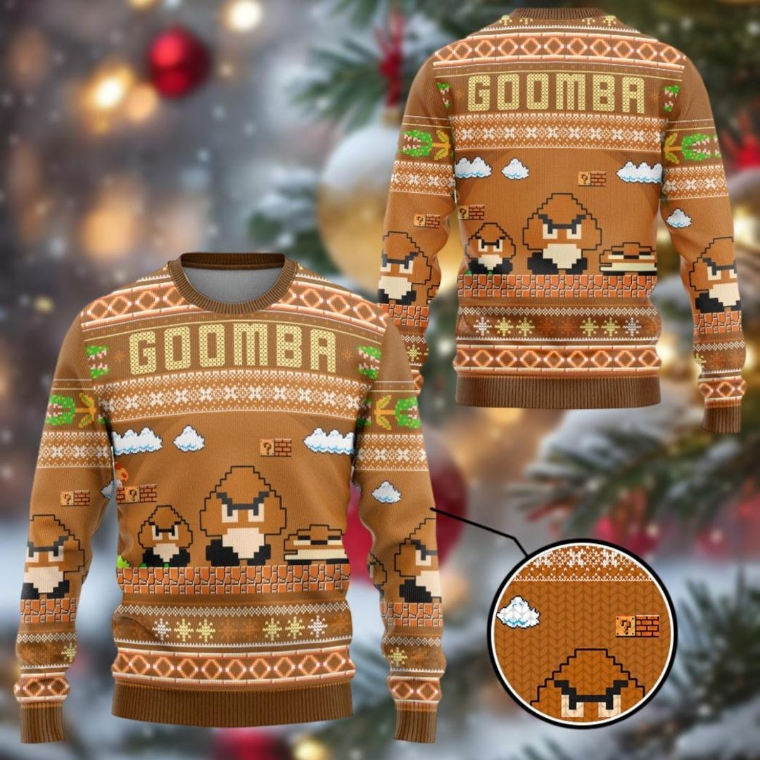 Super Mario Goomba Costum Ugly Sweater, Mario Goomba Mushroom Xmas ...